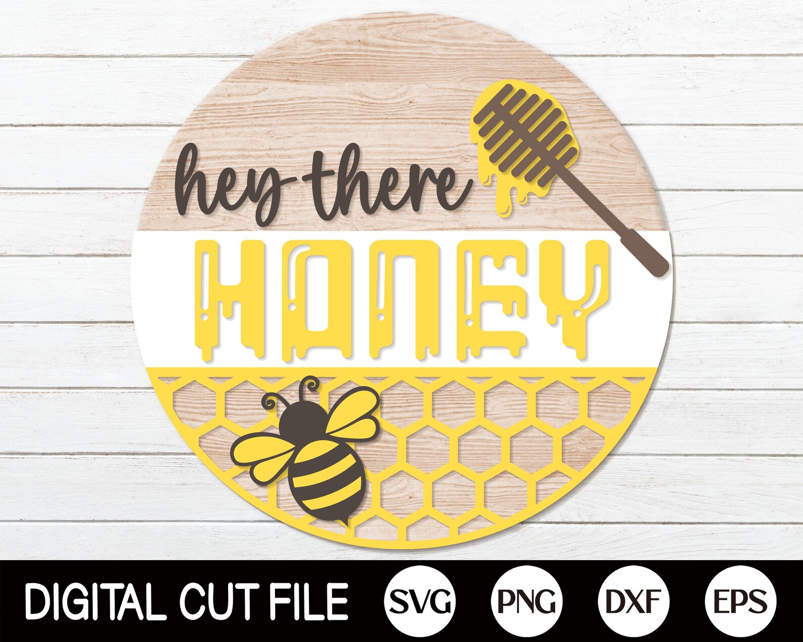 Hey There Honey Welcome Sign SVG Round Door Hanger SVG Bee - Etsy