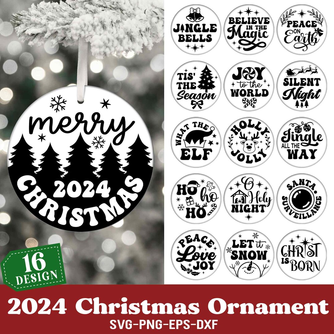 2024 Christmas Ornaments SVG Bundle, Round Christmas Ornament Svg ...
