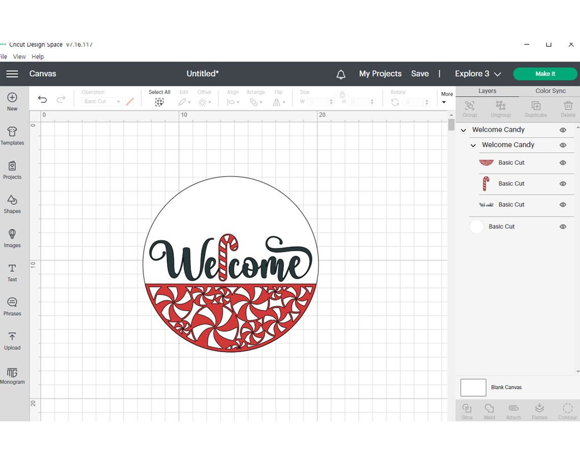 Peppermint Round Welcome Sign SVG, Christmas Door Hanger SVG, Candy Svg ...