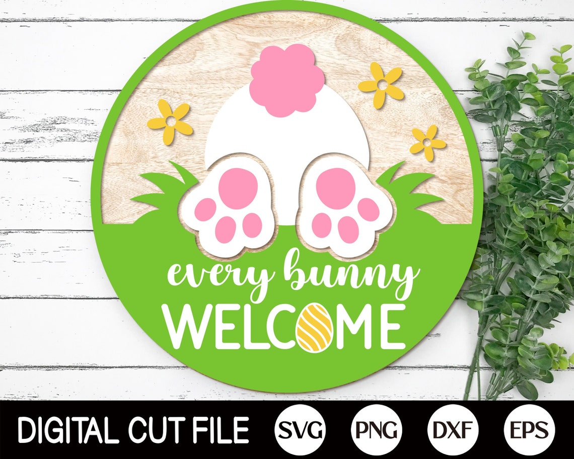 Easter Welcome Sign Every Bunny Welcome Round Door Hanger - Etsy