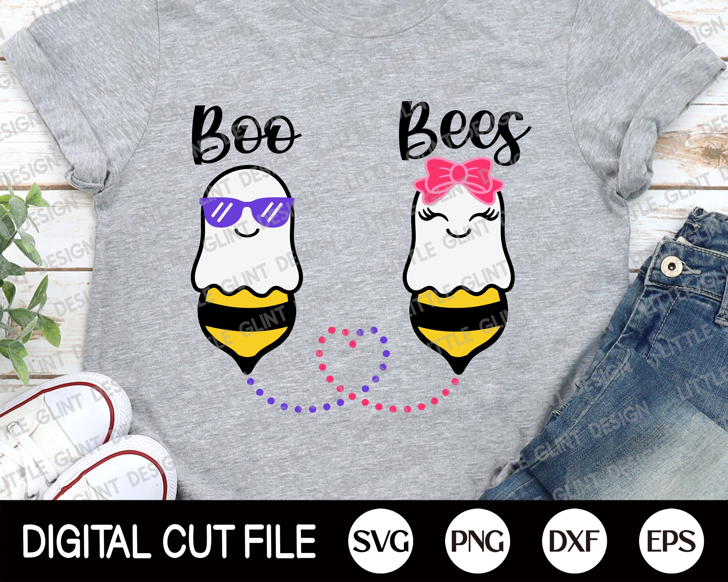 Halloween Svg Boo Bees Svg Boy and Girl Ghost Halloween - Etsy