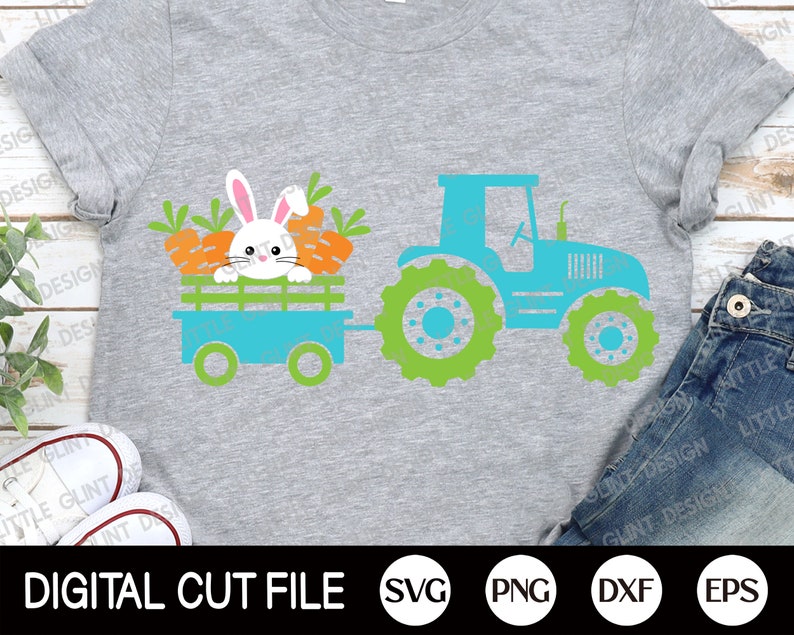 Bunny in Tractor Svg, Easter Svg, Happy Easter Svg, Easter Bunny ...