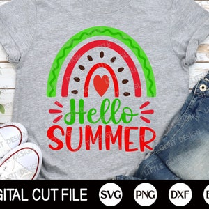 Hello Summer Svg, Summer Svg, Rainbow Watermelon, Summer Cut File ...