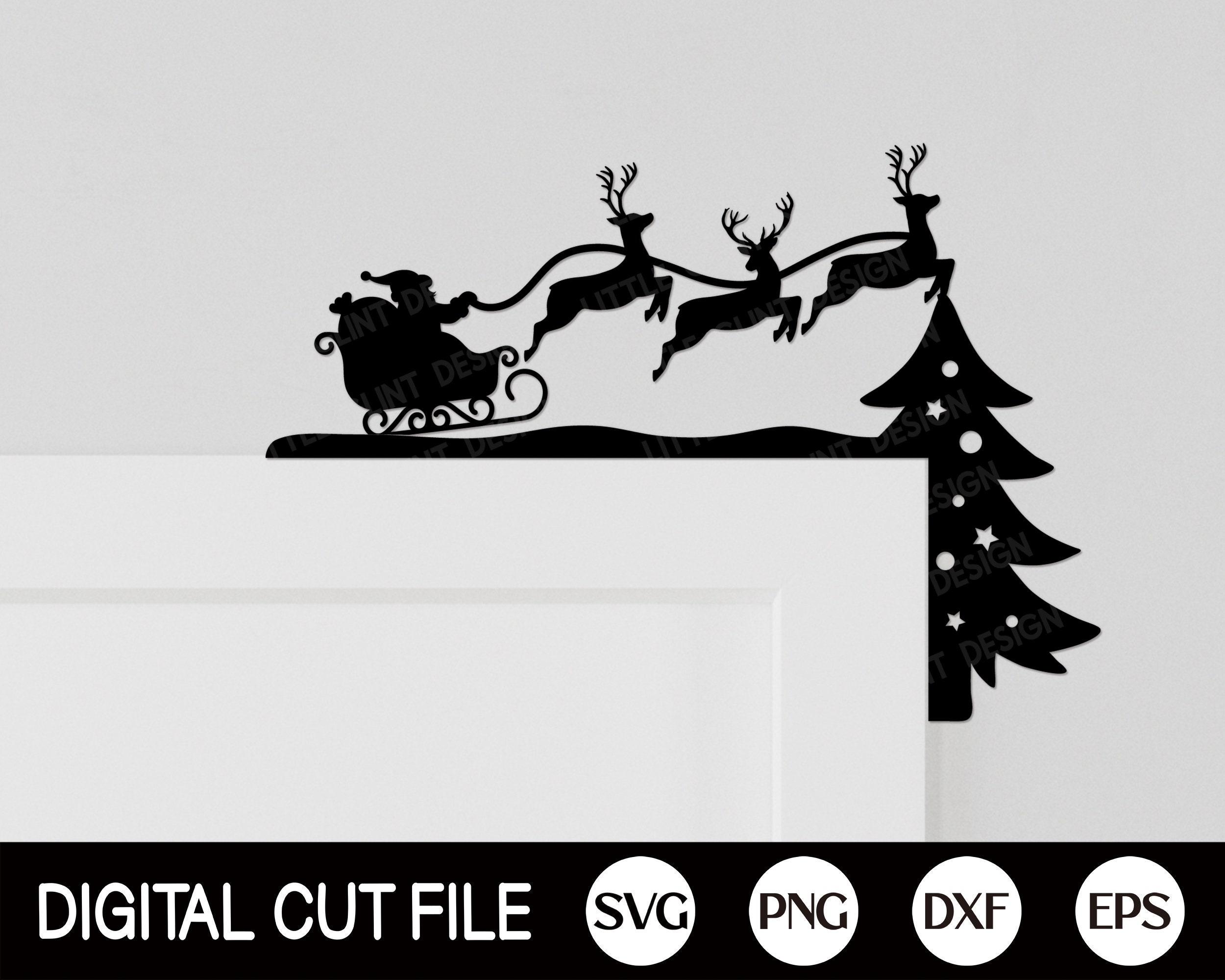 Christmas Door Corner Svg Christmas Svg Santa Sleigh Svg Etsy