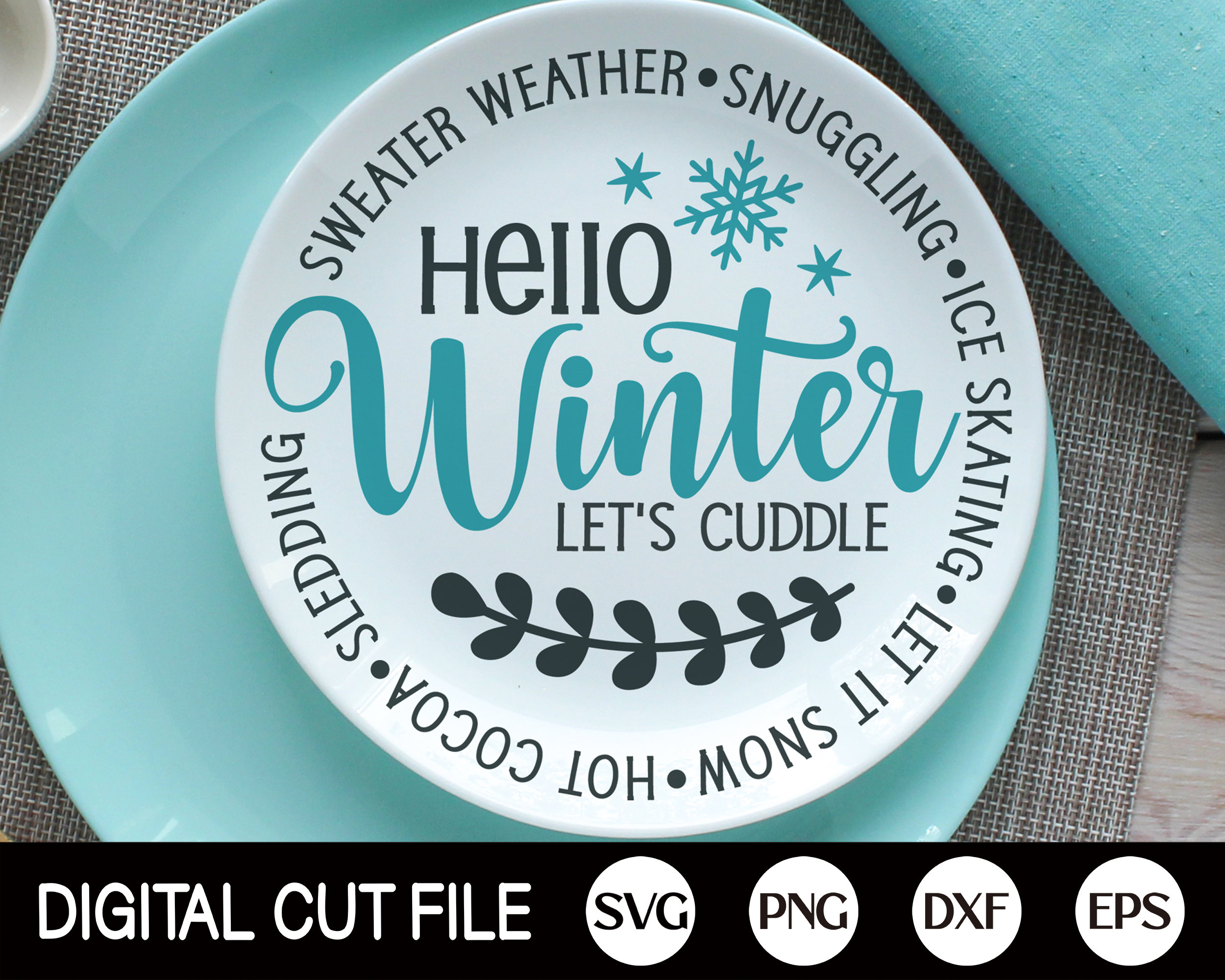 Hello Winter Sign SVG Farmhouse Svg Round Sign Svg Welcome | Etsy
