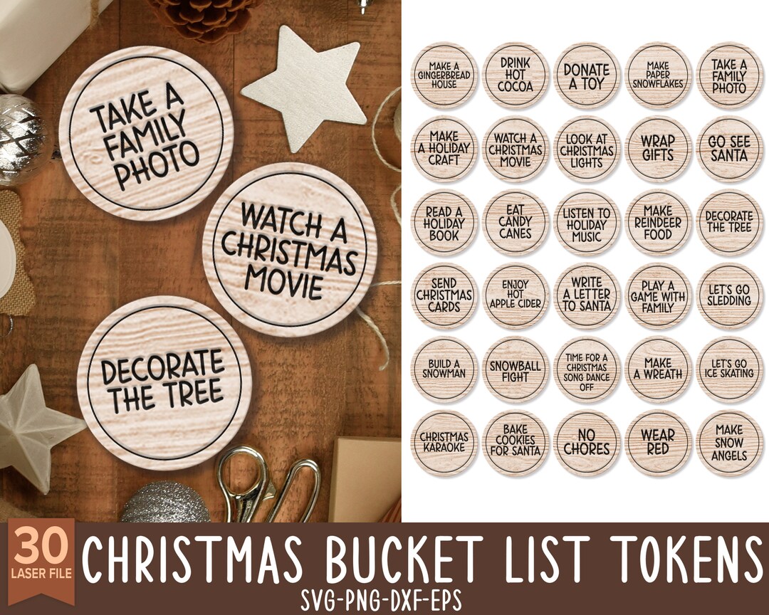 Christmas Bucket List Tokens SVG, Christmas Tokens Svg, Christmas ...
