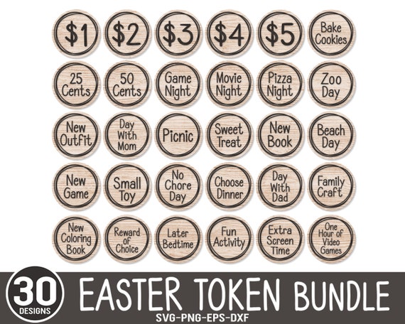 30 Redeemable Easter Token SVG Easter Laser Files Easter - Etsy