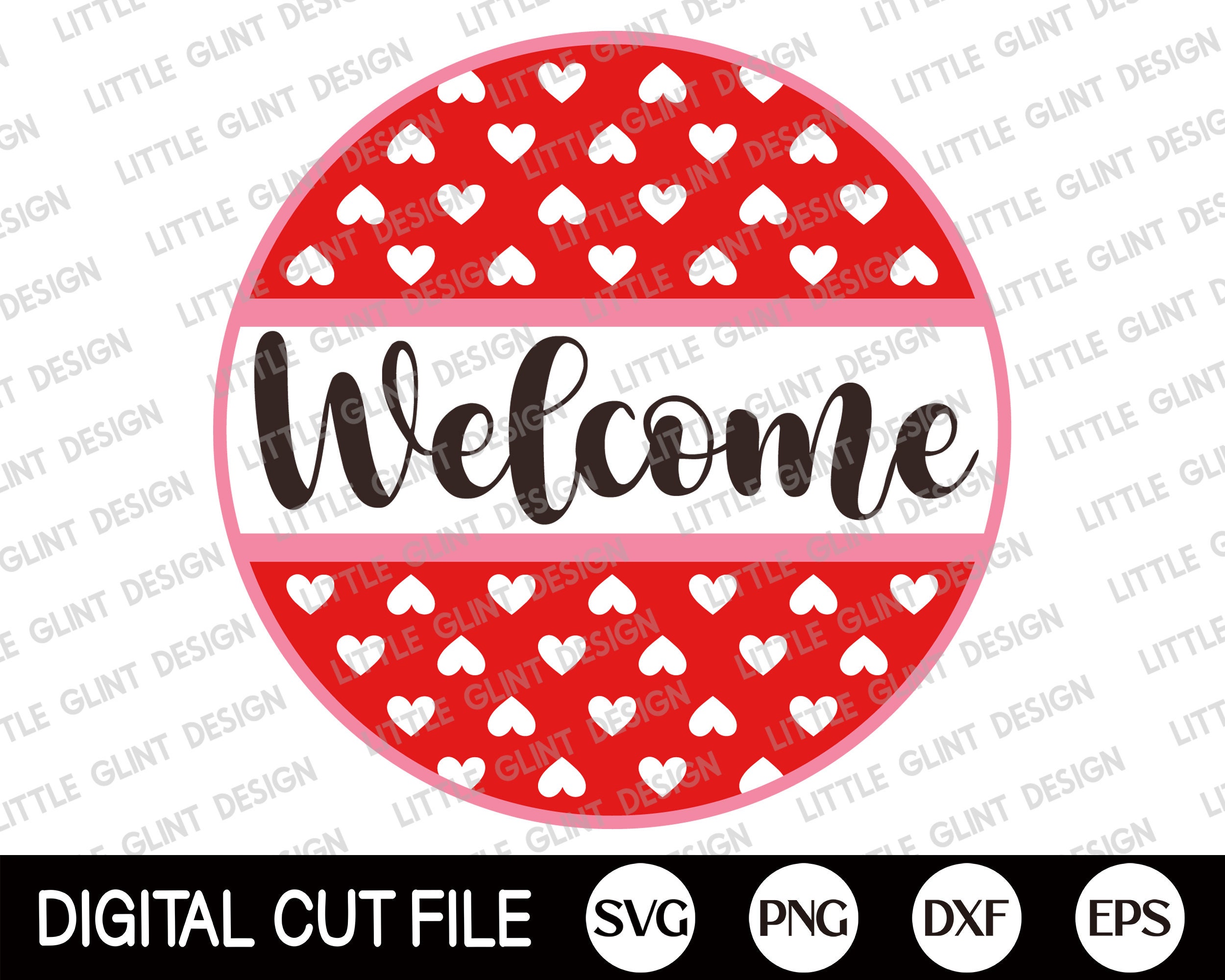 Valentine Welcome Sign SVG, Door Hanger SVG, Valentines Day Svg, Hearts ...