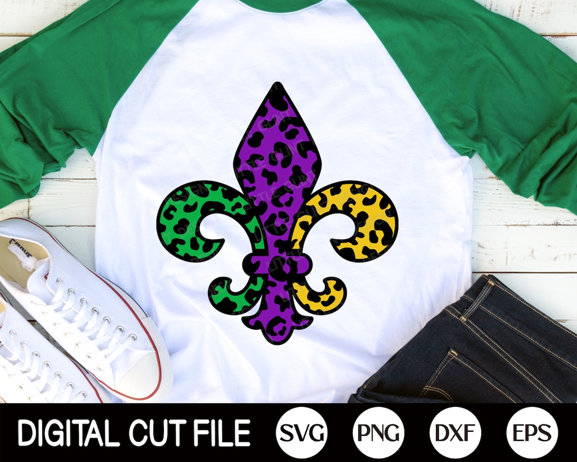 Leopard Mardi Gras Svg Fat Tuesday Svg Fleur De Lis Svg | Etsy