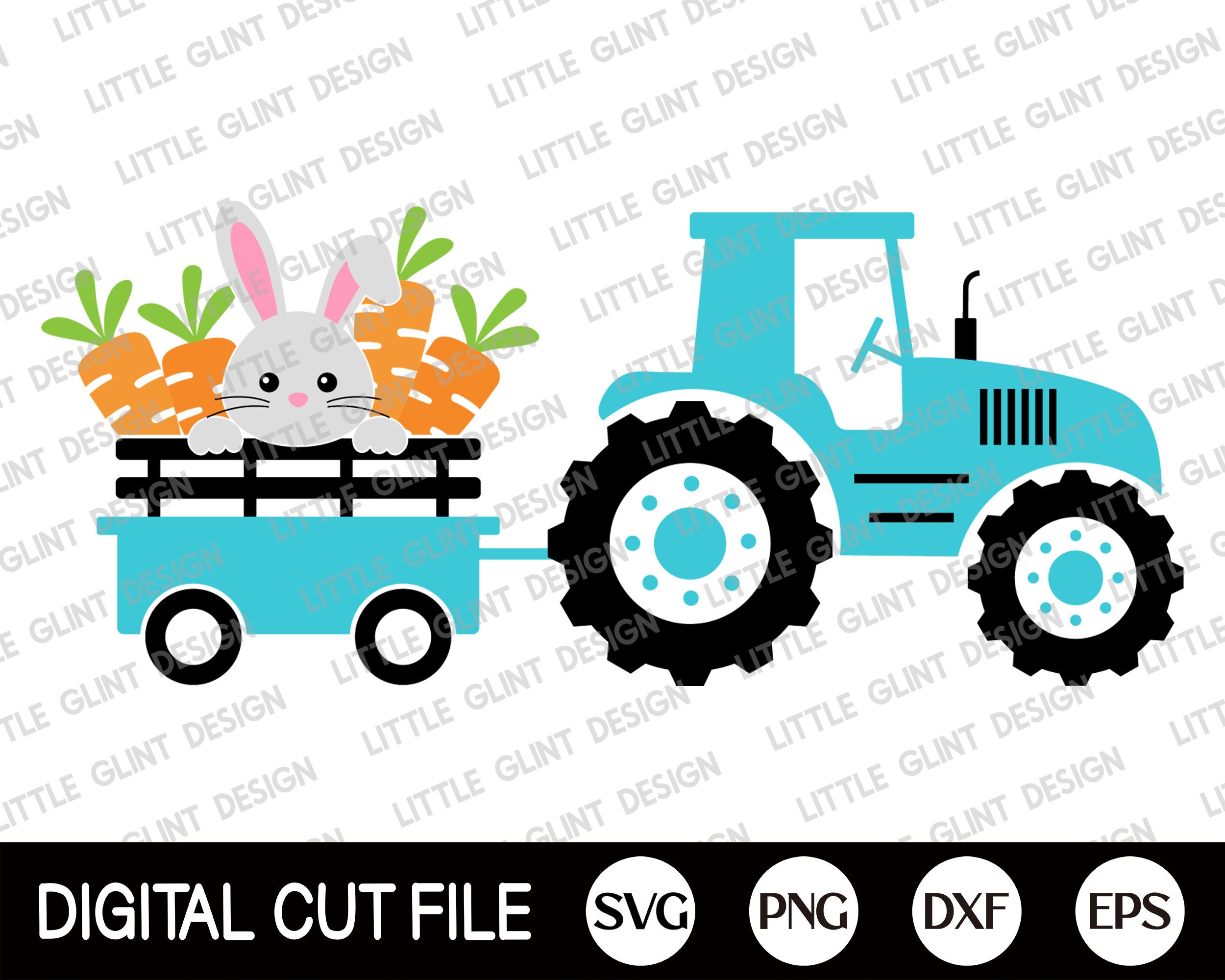 Bunny in Tractor Svg, Easter Svg, Happy Easter Svg, Easter Bunny ...