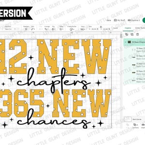 12 New Chapters 365 New Chances SVG PNG, Glitter New Year 2025 SVG ...