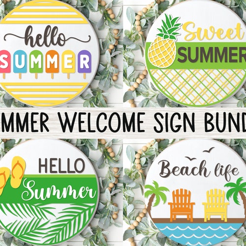 Hello Sunflower Welcome Sign Svg Round Door Hanger Svg Etsy