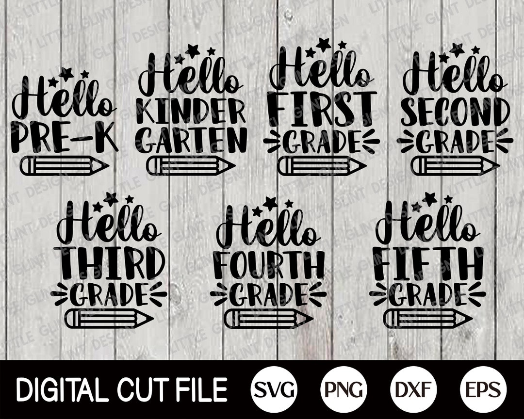 Hello Grade Svg Bundle, 1st Day of School, Shcool Grade Gift Svg ...