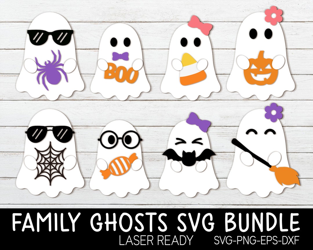 Halloween Cute Ghosts Bundle SVG, Halloween Svg, Ghost Bundle, Family ...