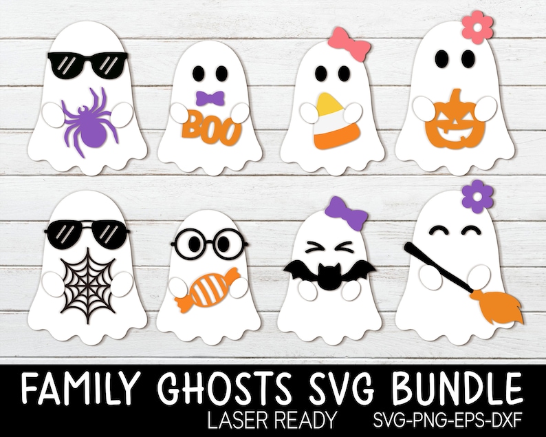 Halloween Cute Ghosts Bundle SVG, Halloween Svg, Ghost Bundle, Family ...