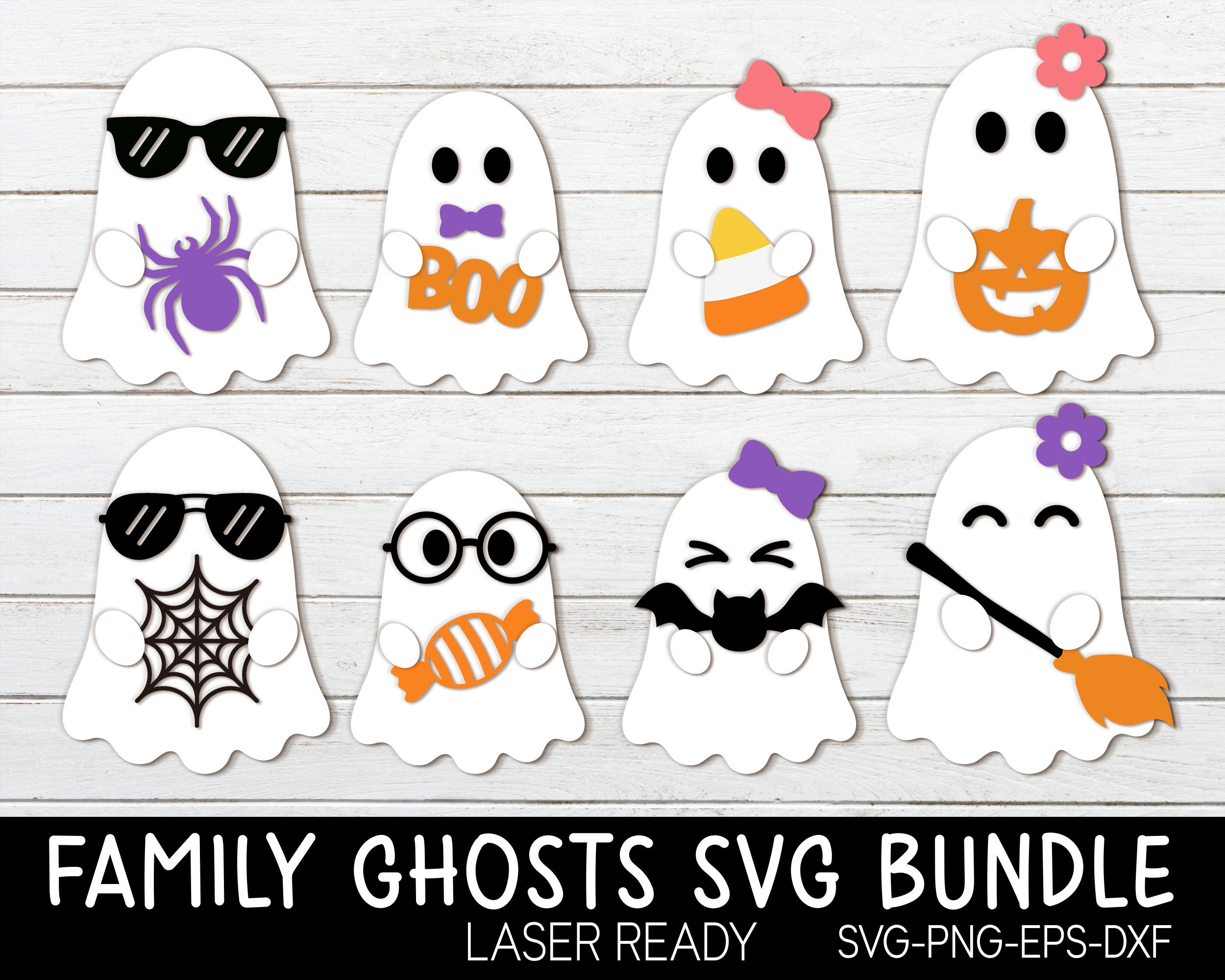 Halloween Cute Ghosts Bundle SVG, Halloween Svg, Ghost Bundle, Family ...