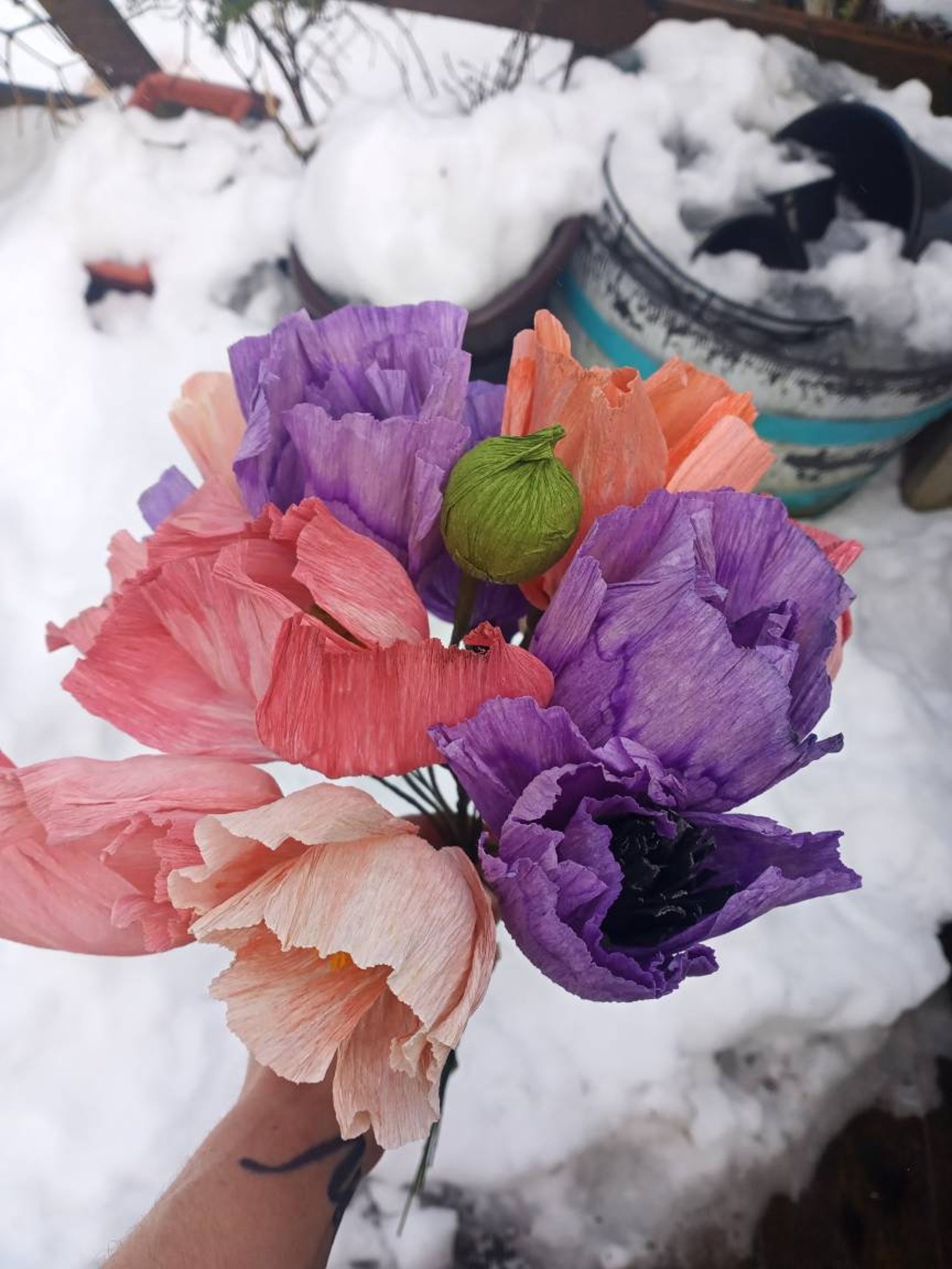 Mystery Paper Flower Arrangement |surprise Paper Flowers | Crepe Paper ...