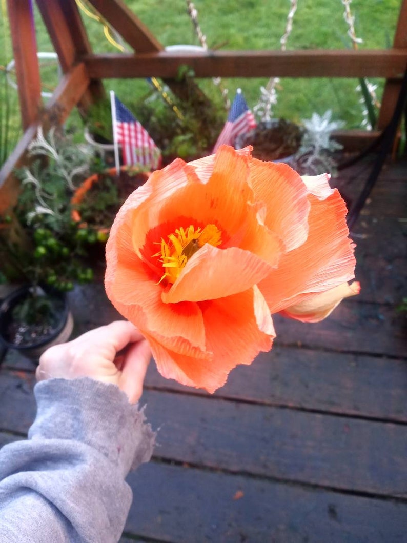 Single Crepe Paper Poppy- Handmade Crepe Paper- Made to Order Poppies ...