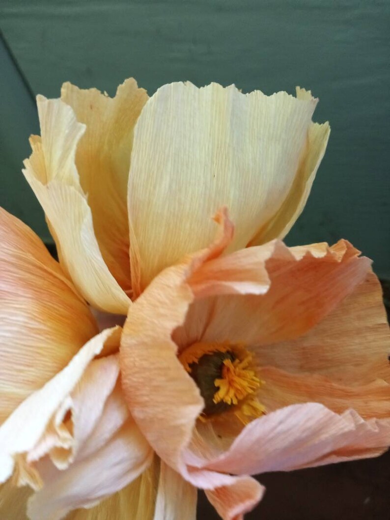 Single Crepe Paper Poppy- Handmade Crepe Paper- Made to Order Poppies ...