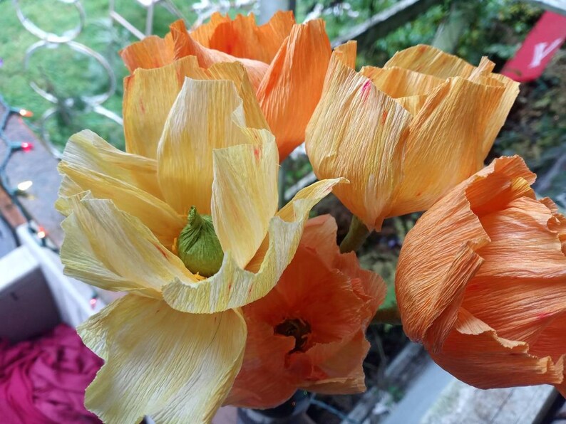 Single Crepe Paper Poppy- Handmade Crepe Paper- Made to Order Poppies ...