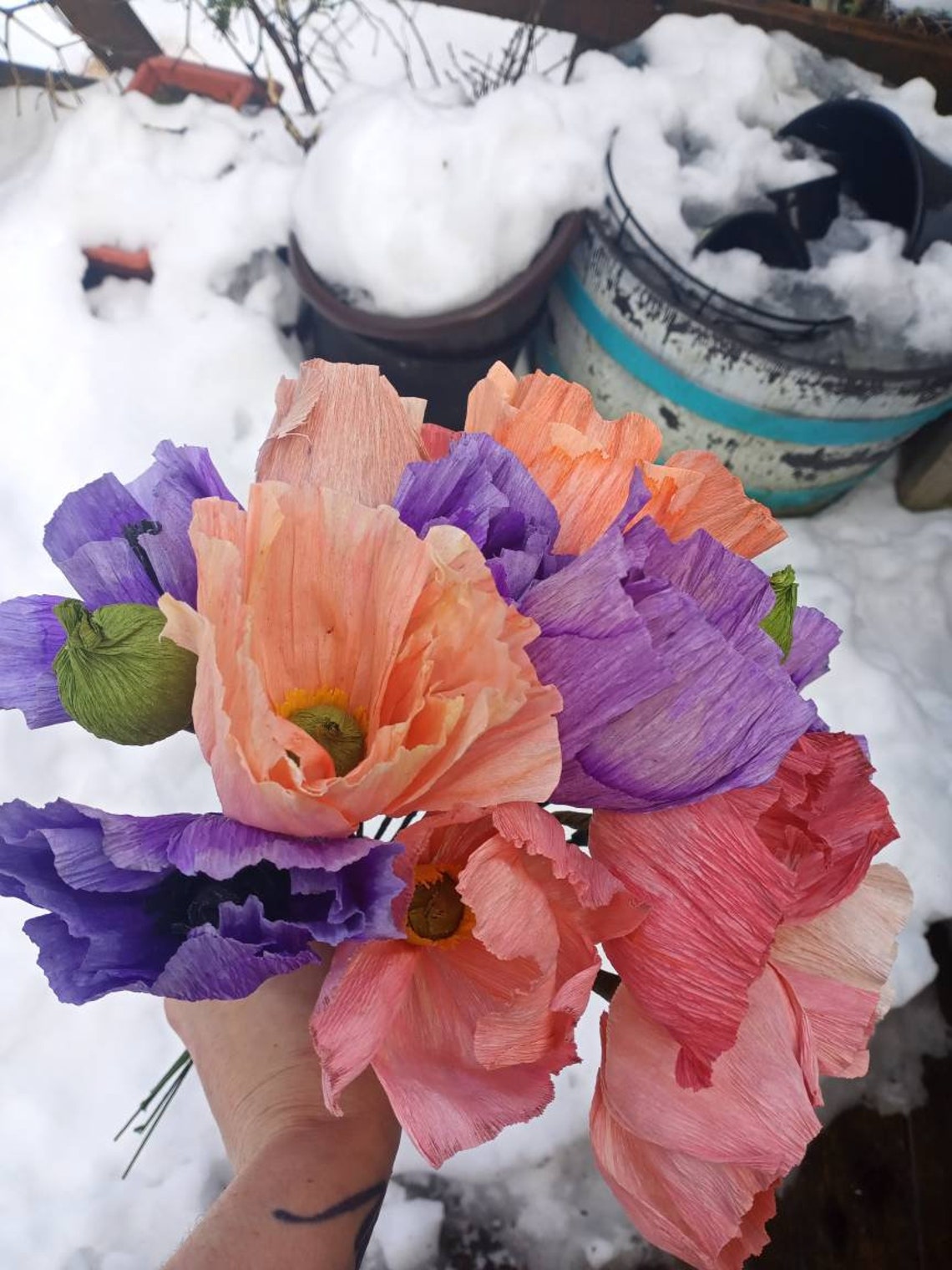 Single Crepe Paper Poppy Handmade Crepe Paper Made to Order Poppies ...