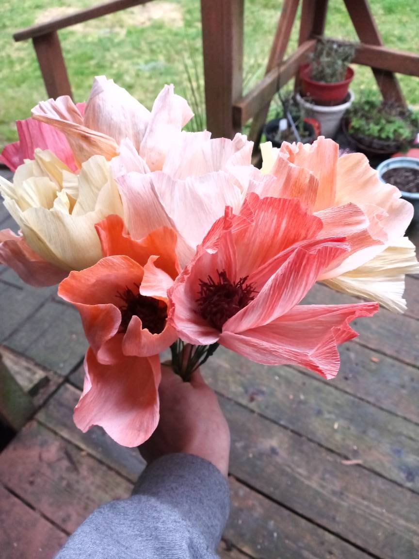 Single Crepe Paper Poppy- Handmade Crepe Paper- Made to Order Poppies ...
