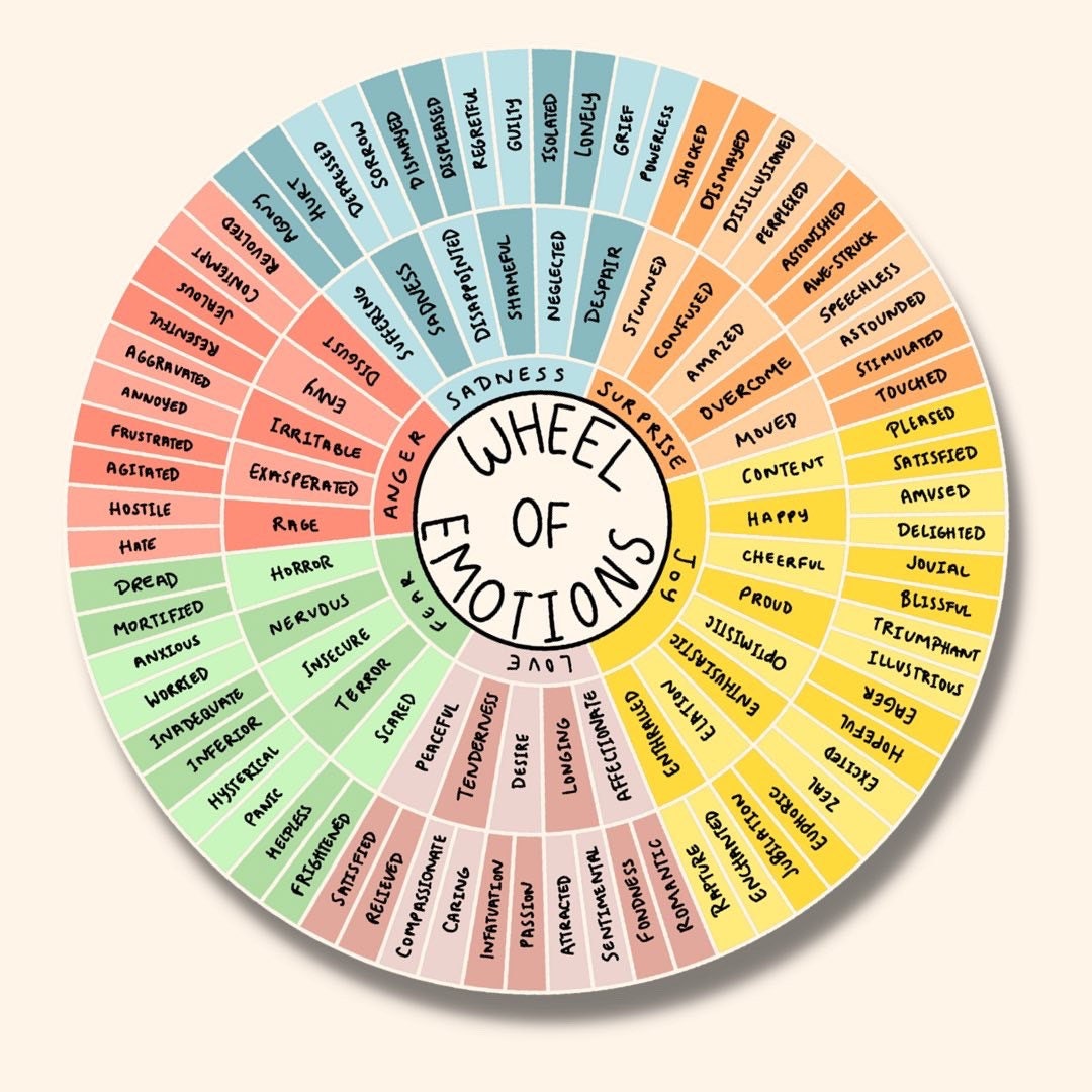 Wheel of Emotions Plutchiks Wheel of Emotions Emotion | Etsy Canada