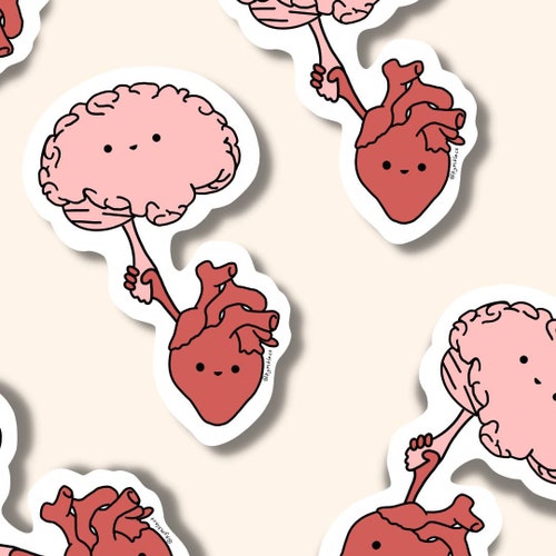 Mental Health Sticker Brain and Heart Sticker Brain Sticker - Etsy