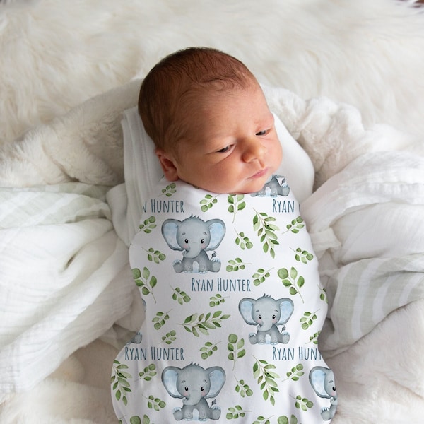 Personalized Baby Swaddle Elephant - Etsy