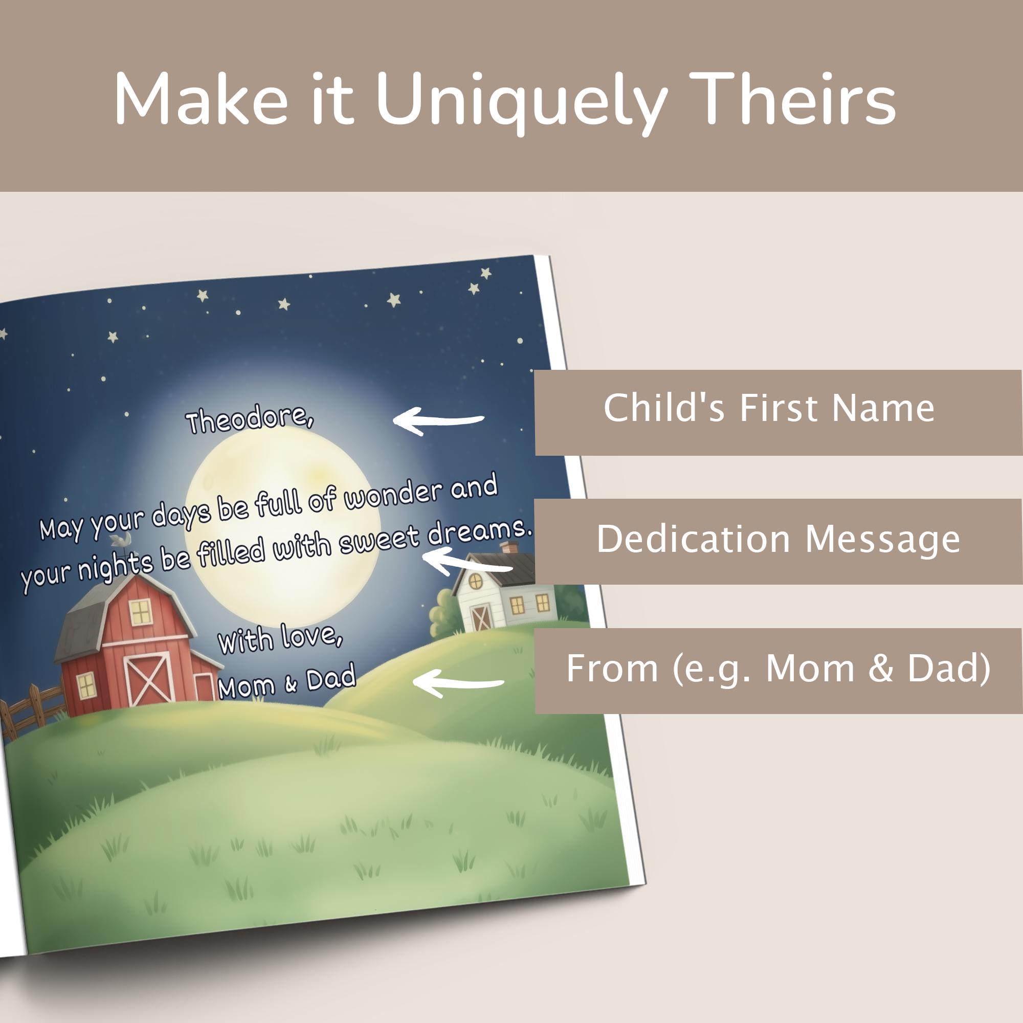 Personalized Lullaby Book: Rhyming Farm Animals Bedtime Story for Baby ...