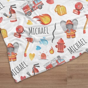 Custom Firefighter Blanket, Baby Boy Fire Truck Swaddle, Personalized ...