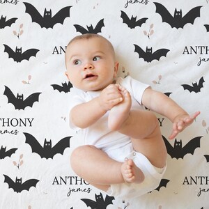 Custom Bat Nursery Baby Name Blanket, Personalized Bats Swaddle Baby ...