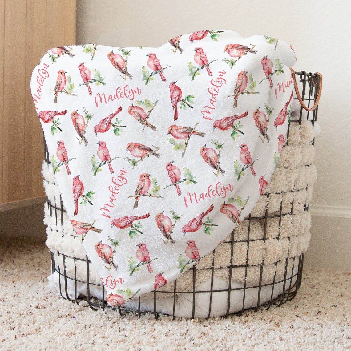 Personalized Songbird Swaddle Blanket Bird Name Baby Blanket Newborn ...
