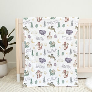 Custom Dragons Swaddle | Personalized Baby Boy Dragon Name Blanket ...