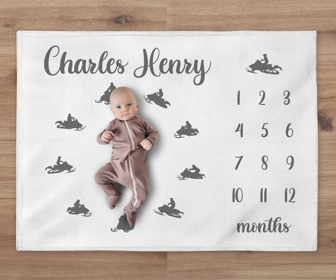 Motorcycle Milestone Blanket, Custom Snowmobile Boy Blanket ...