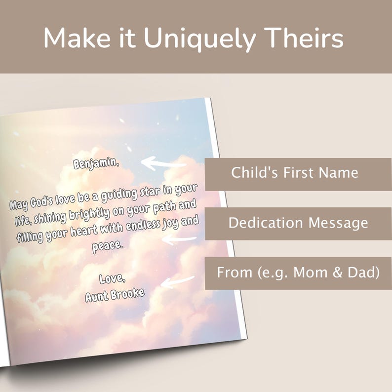 Custom Christian Book With Name, Baptism Gift, Personalized Children's ...
