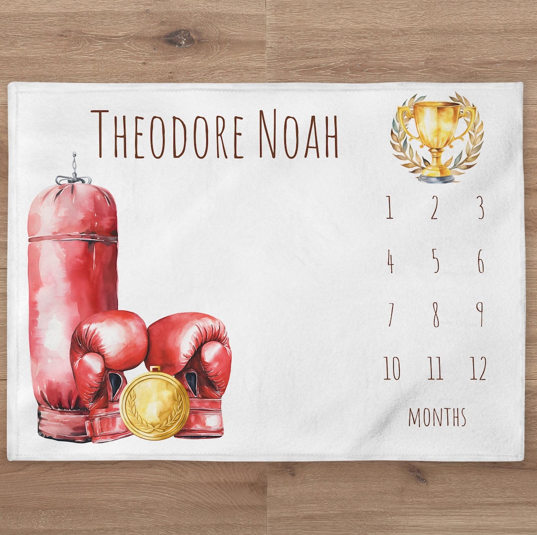 Boxing Milestone Blanket Personalized Baby Boy Month Blanket Sport ...