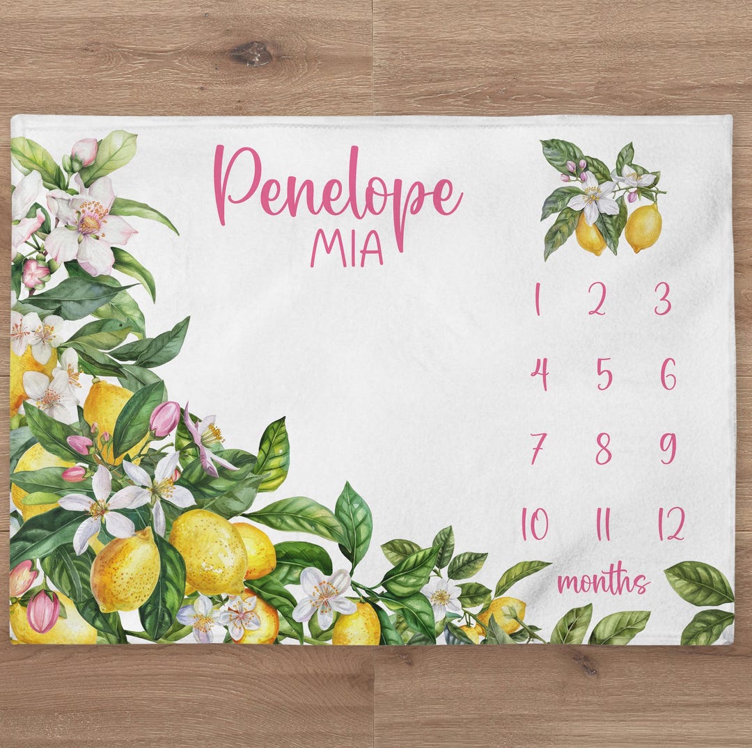 Lemon Milestone Blanket Personalized Baby Girl Month Blanket Fruits ...
