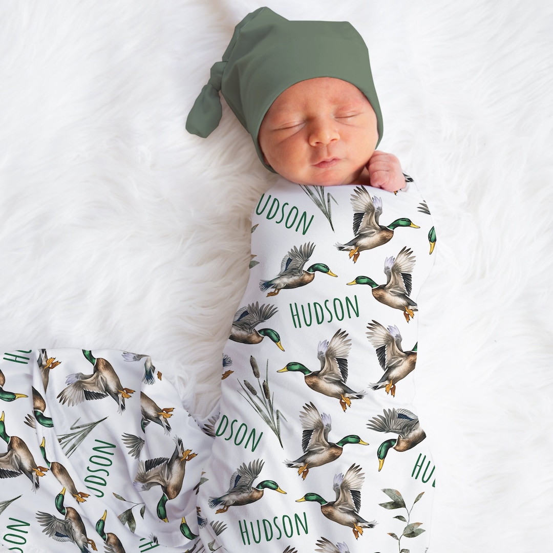 Personalized Mallard Duck Swaddle Blanket Farm Name Baby Blanket ...