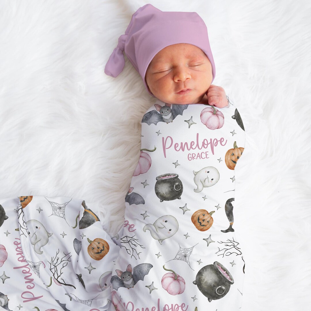 Personalized Halloween Swaddle Blanket Bat Name Baby Blanket Newborn ...