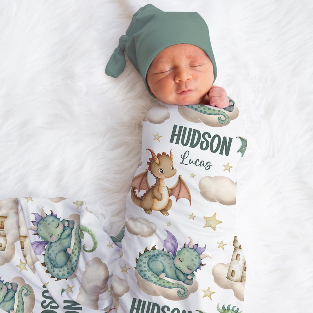Personalized Dragon Swaddle Blanket Castle Name Baby Blanket Newborn ...