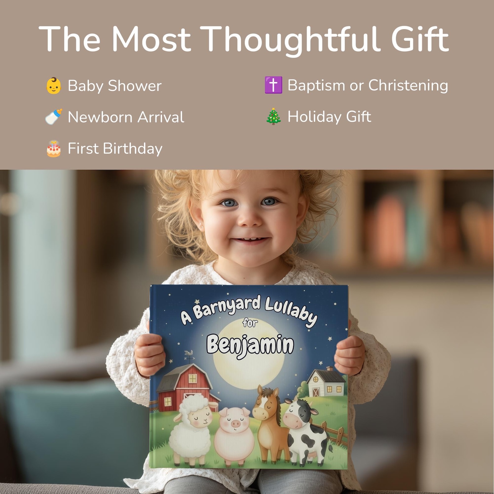 Personalized Lullaby Book: Rhyming Farm Animals Bedtime Story for Baby ...