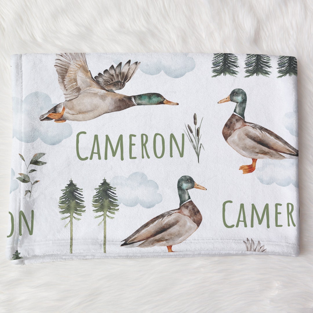 Custom Mallard Duck Baby Name Blanket Personalized Forest Duck Hunting ...