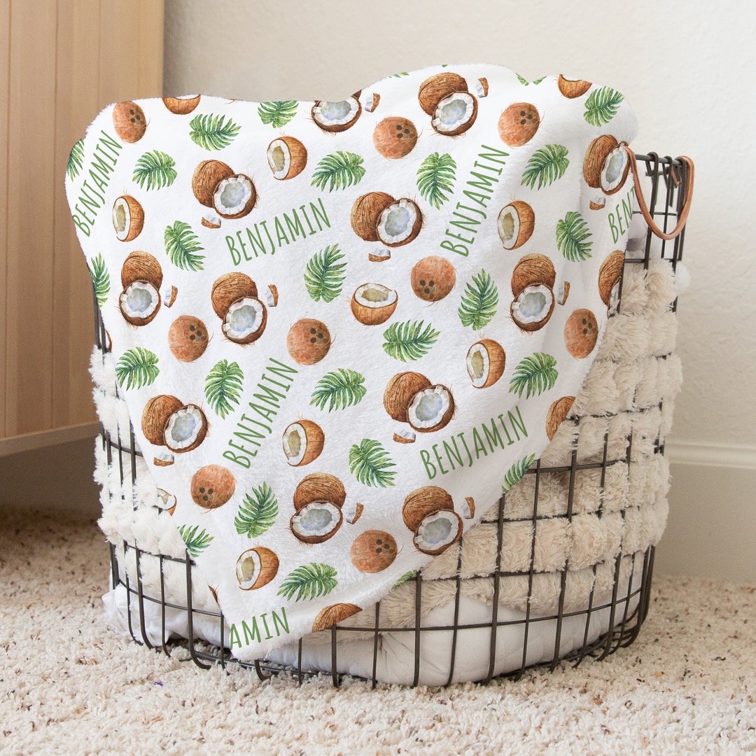Custom Coconut Baby Name Blanket Personalized Palm Swaddle Hospital ...