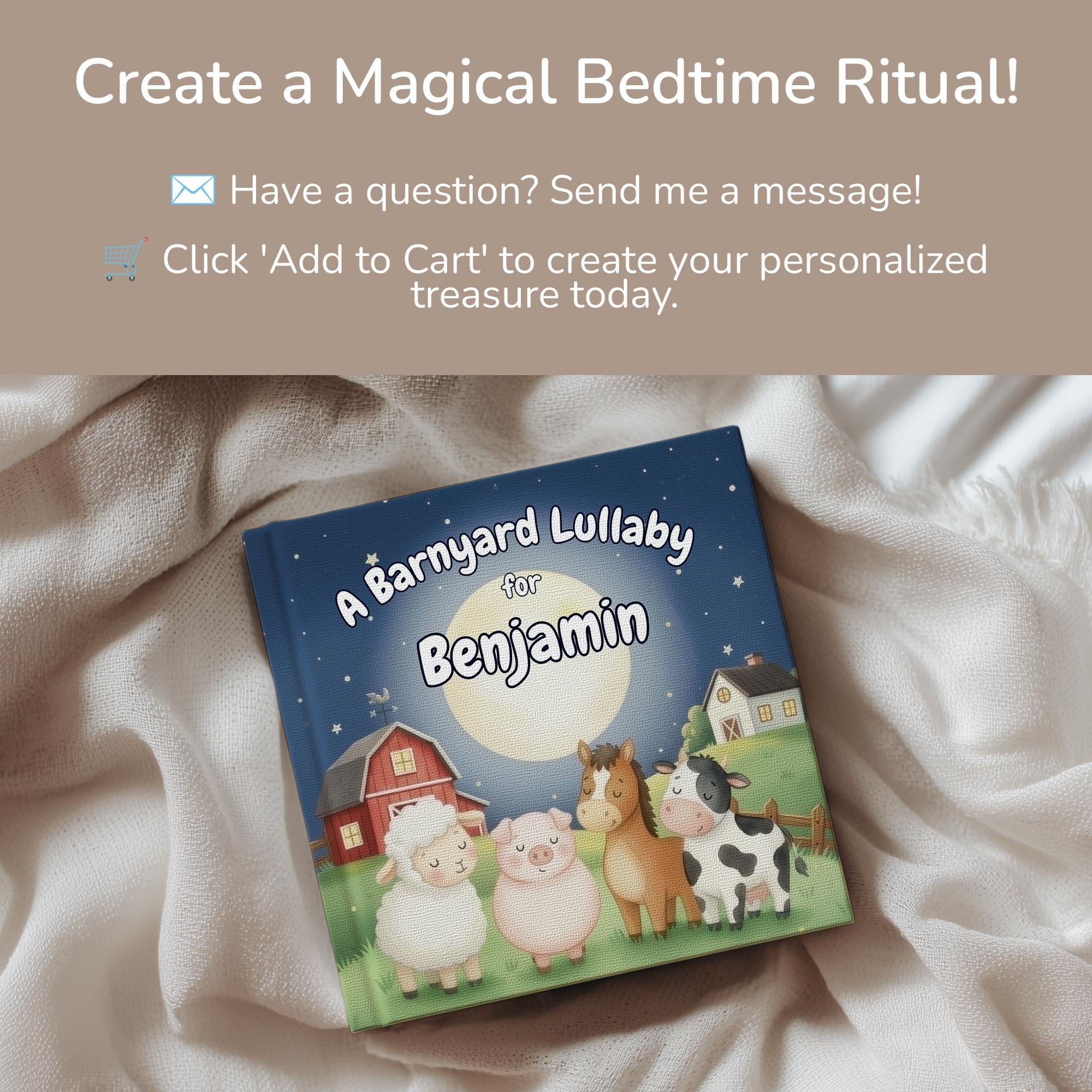 Personalized Lullaby Book: Rhyming Farm Animals Bedtime Story for Baby ...