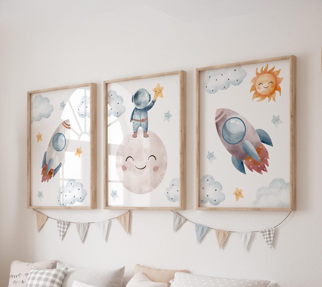 Set of 3 Rockets Prints, Astronaut Wall Art Set, Space Posters, Modern ...