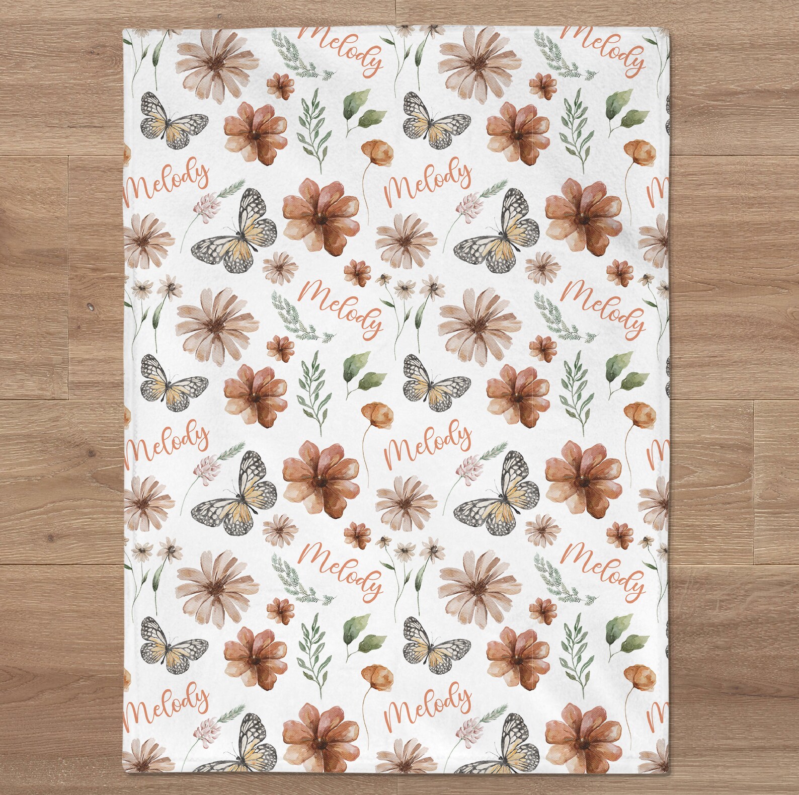 Custom Boho Flowers Baby Name Blanket Personalized Baby Girl - Etsy