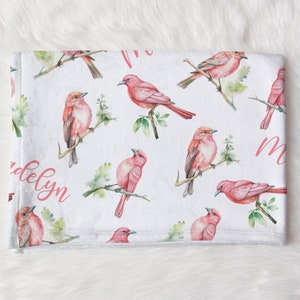 Personalized Songbird Swaddle Blanket Bird Name Baby Blanket Newborn ...