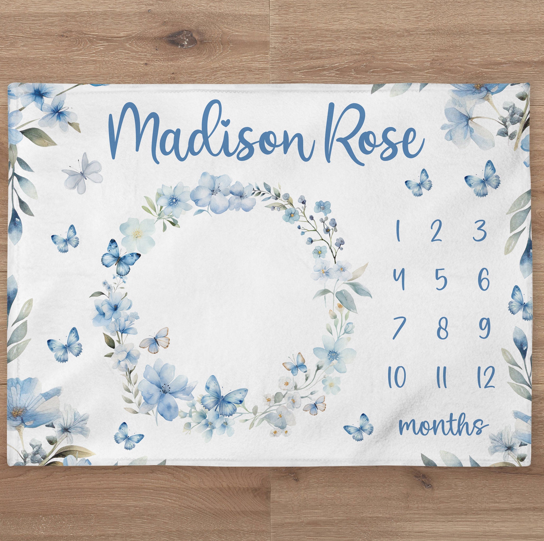 Floral Butterfly Milestone Blanket Personalized Baby Girl Month Blanket ...