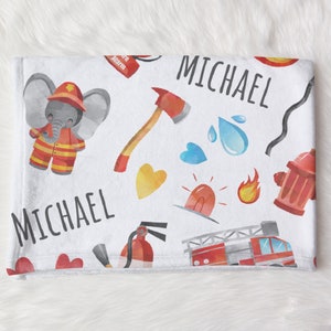 Custom Firefighter Blanket, Baby Boy Fire Truck Swaddle, Personalized ...